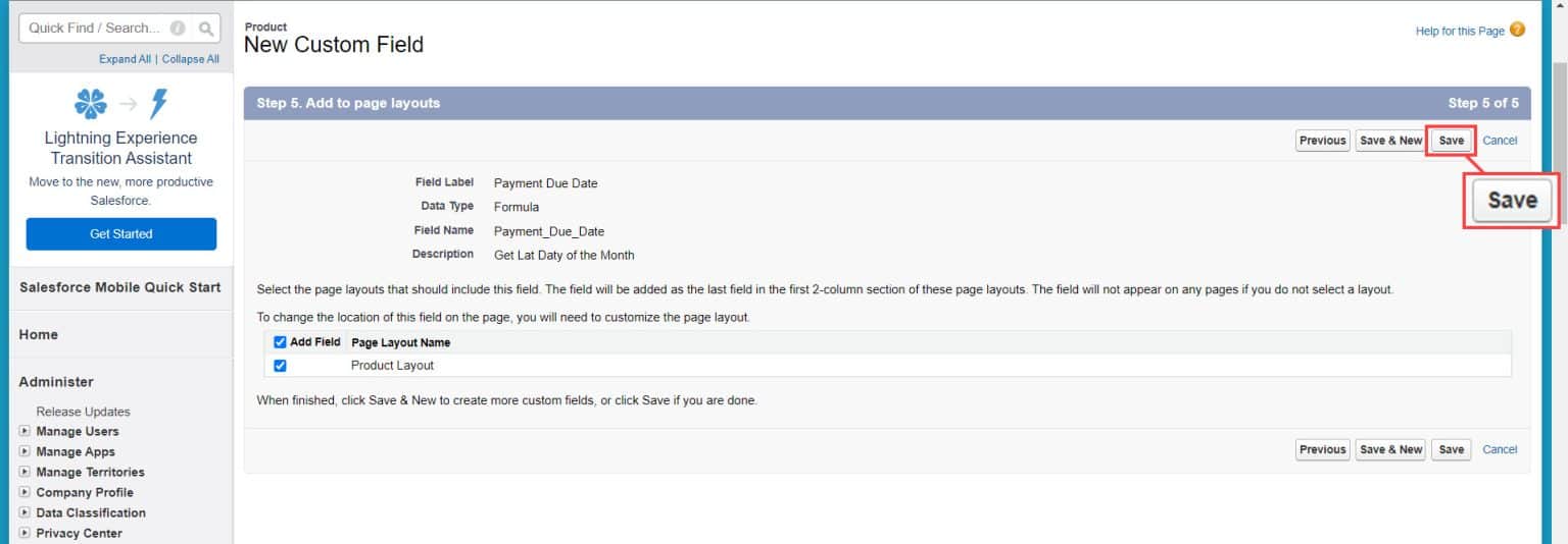 Salesforce Formula to Get Last Day of The Month