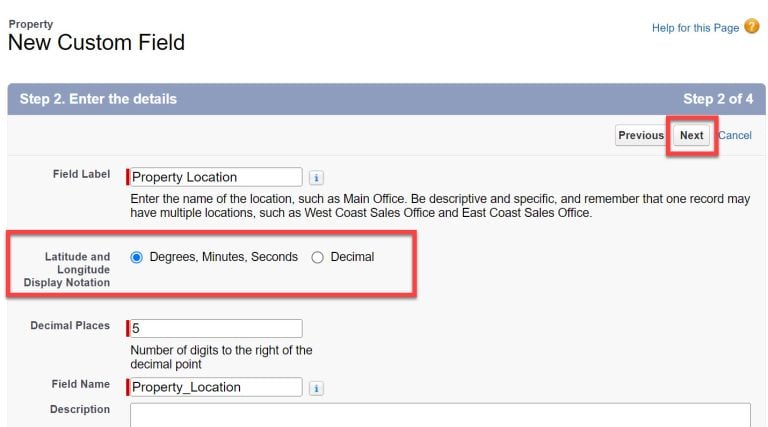 Latitude and Longitude Display Notation for Geolocation Field Salesforce