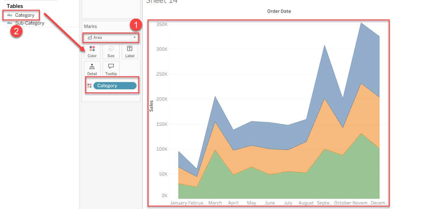 Create Area Chart in Tableau