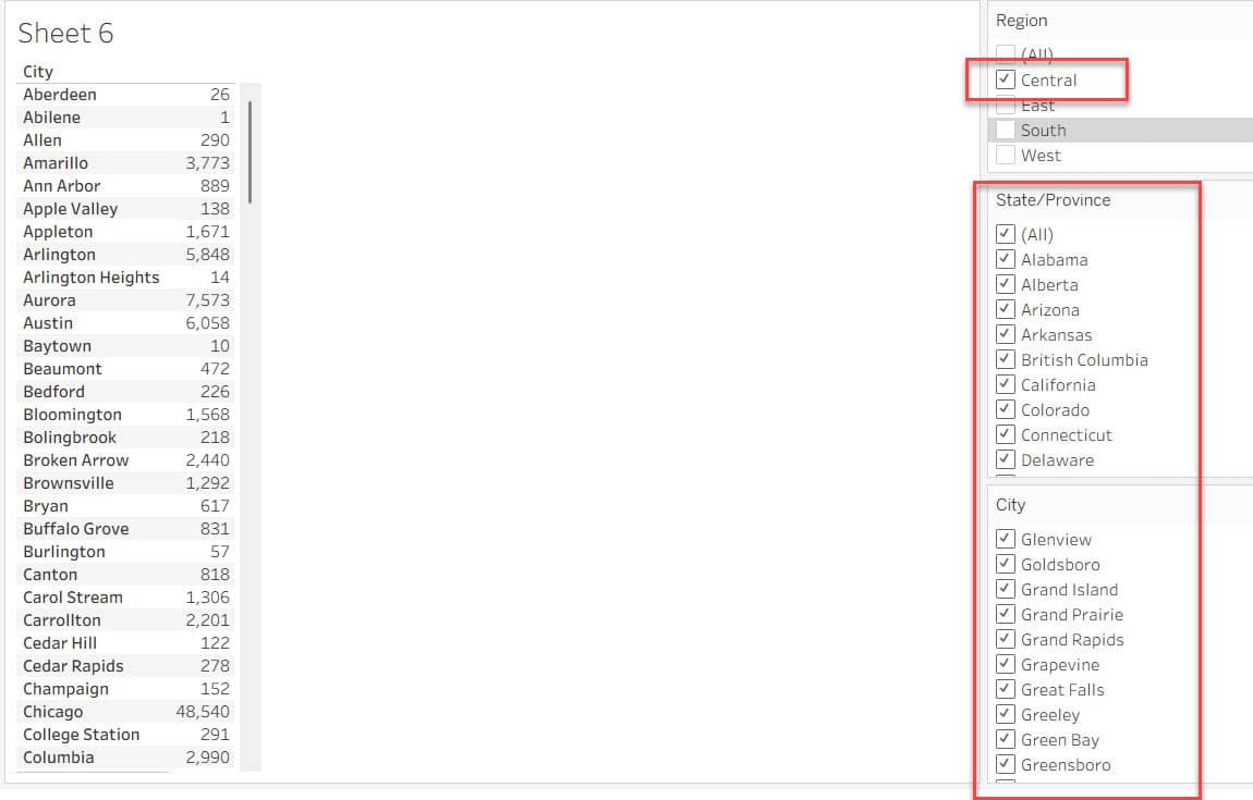 How to Use Cascading Filters in Tableau