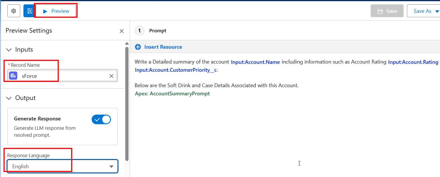 Record Summary Prompt Template in Salesforce Agentforce