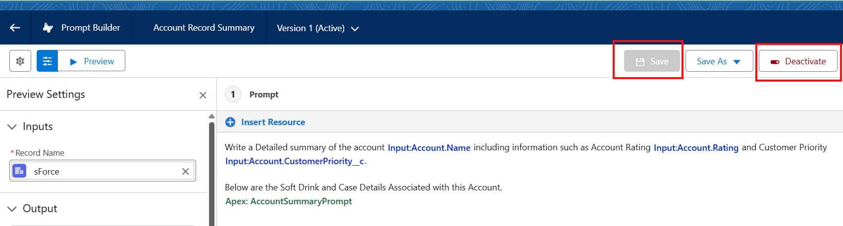 Record Summary Prompt Template in Salesforce Agentforce